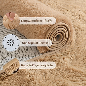YJ.GWL Area Rugs 8x10 Feet for Living Room, Ultra Soft Fluffy Beige Bedroom Rug, Large Non-Slip Comfy Shag Carpet Nursery Playroom Rug, Indoor Modern Fuzzy Rug for Kids Girls Room Home Decor