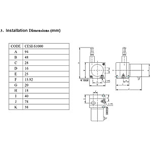 Economical 1000 mm Draw Wire Displacement Linear Encoder Sensor AB Phase CESI-S1000E (0-1000mm Measuring Range, PNP Output)