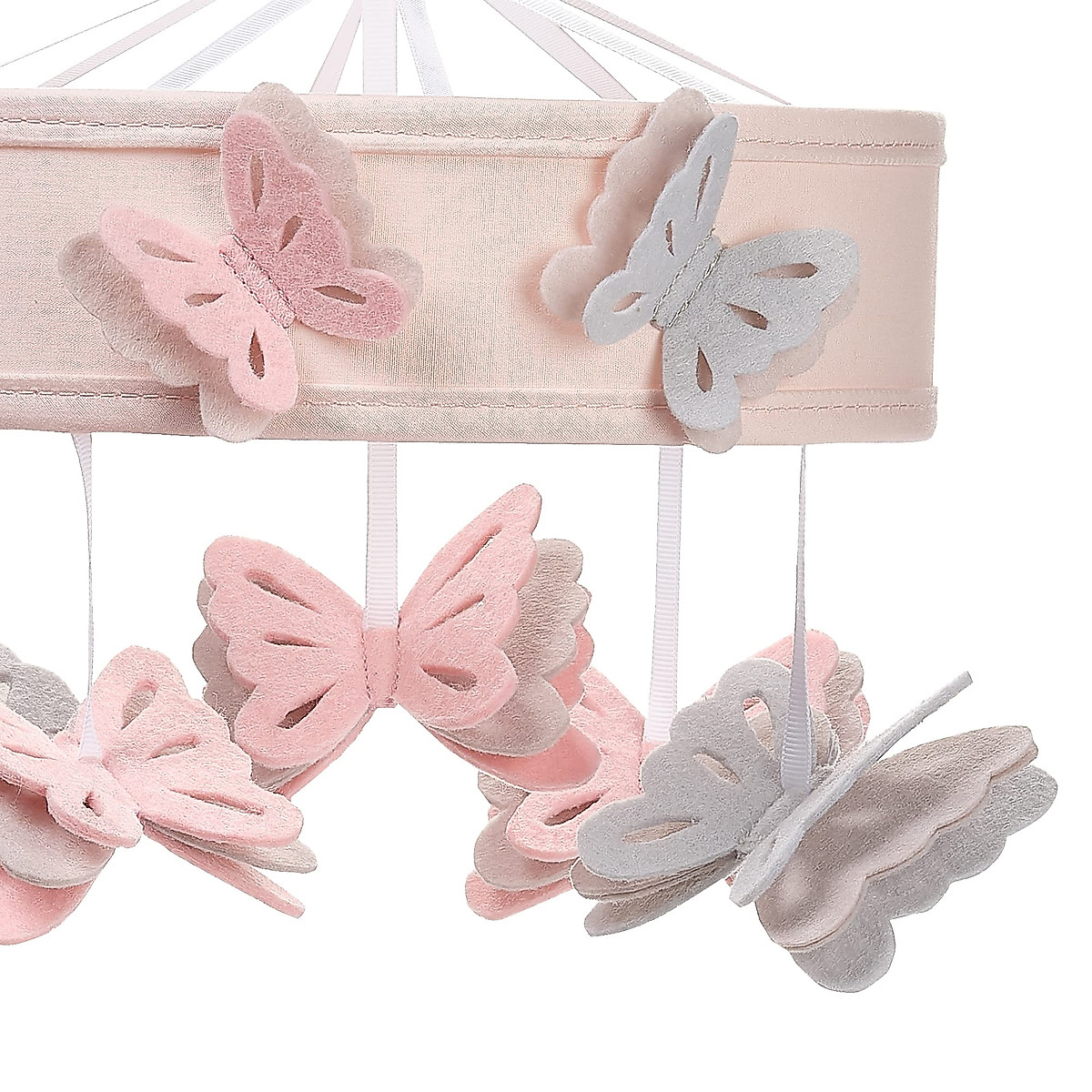 Lambs & Ivy Baby Blooms Pink Butterfly Musical Baby Crib Mobile Soother Toy
