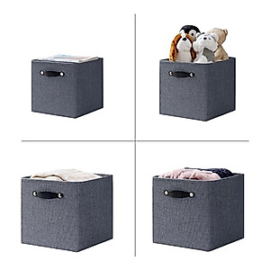 FABINADO Thickened Storage Cubes, 13x15 Inch Foldable Storage Cuby Bin with Dual Handles for Kallax, Slate Gray, 3 Pack