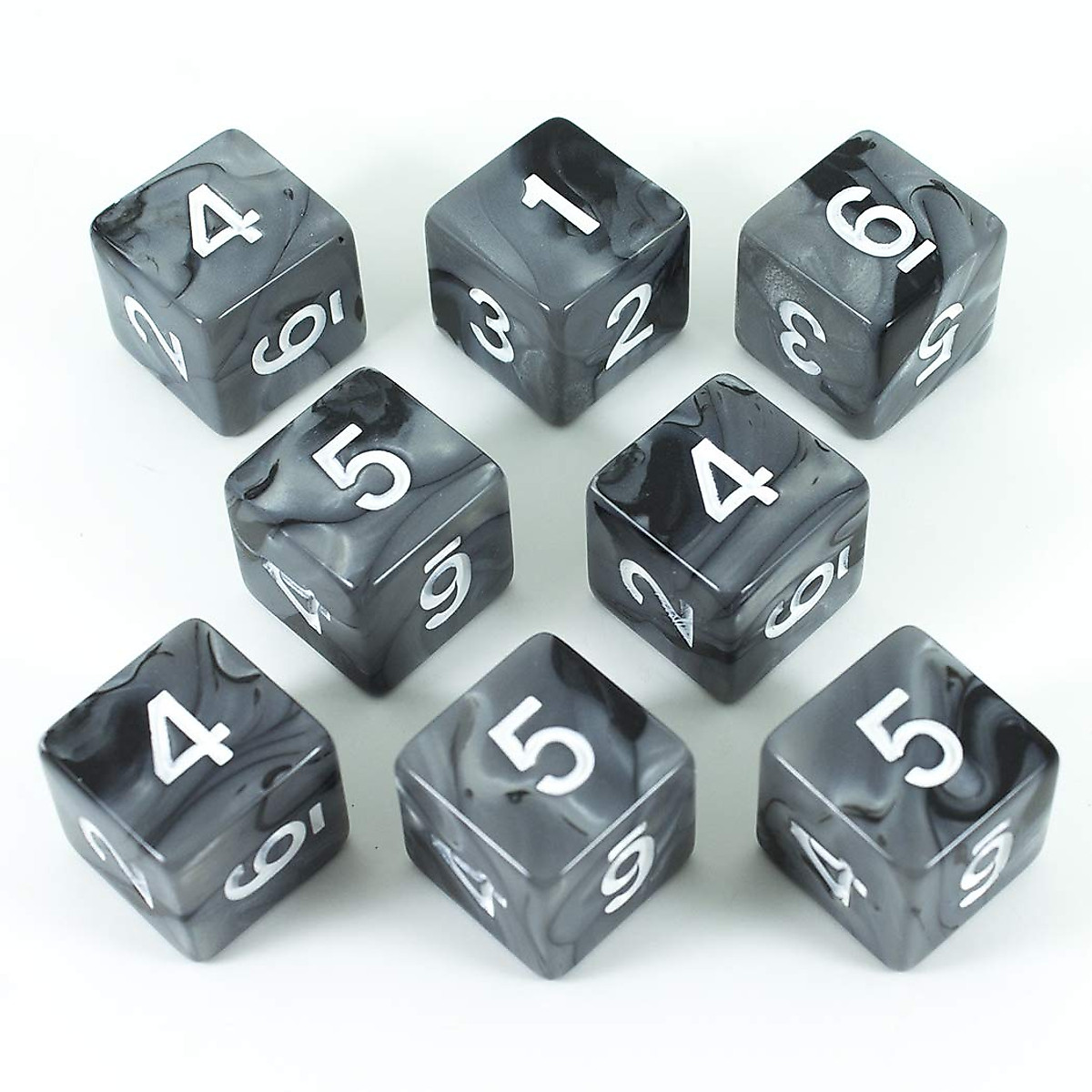Paladin Roleplaying Gray and Black Dice - 8 D6 Set - 'Claws of Darkness'