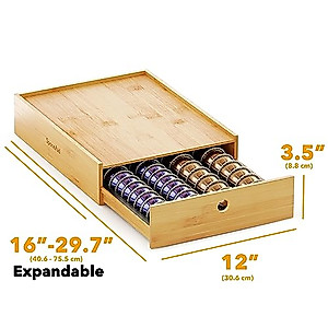 SpaceAid Bamboo Coffee Pod Holder Drawer Storage for Nespresso Vertuo Capsule, Pods Holder Organizer Tray for Nespresso Vertuo Holders, Compatible with 40 Big or 56 Small Vertuoline Pods (Natural)