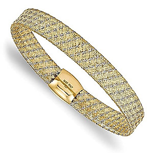 Diamond2Deal Solid 14k Two-Tone Fancy Stretch Bangle Bracelet for Women
