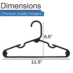 Heshberg Kids and Babies Plastic Hangers - Space-Saving, Durable, and Cute Closet Organization Solution, 60 Pack (Black)