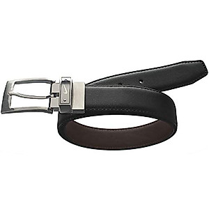 Nike Men's Swoosh Laser Loop Reversible Belt, Black/Brown, 36