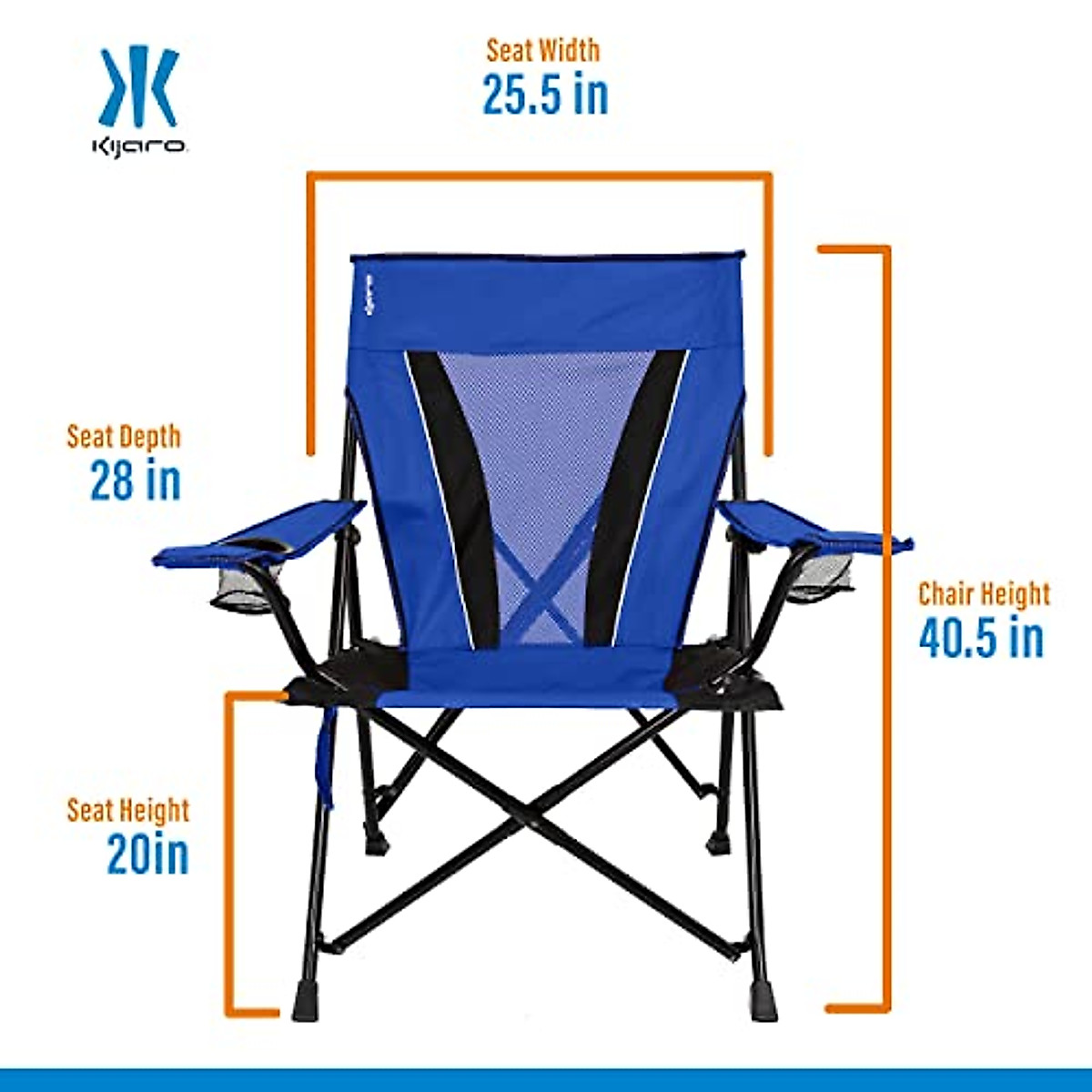 Kijaro Dual Lock Portable Camping Chairs - Enjoy the Outdoors with a Versatile Folding Chair, Sports Chair, Outdoor Chair & Lawn Chair - Dual Lock Feature Locks Position - Maldives Blue