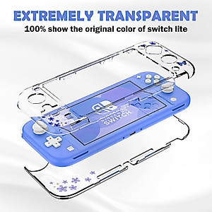 DLseego Purple Butterfly Flower Floral Switch Lite Protective Case Clear 2-Piece Split Full Wrap PC Hard Shell Anti-Scratch All-Round Protection Cover for Switch 2019 Model