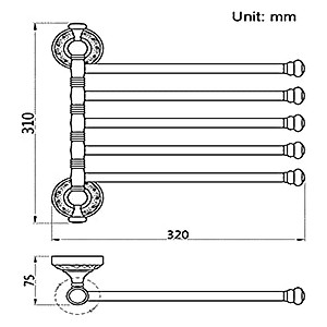 Towel BAR Rack Copper Folding Rotating Towel Bar, Wall Mount Antique Brass 3/4/5 Layer Activities Towel Bar,Hand Towel Holder Bathroom Accessory/4 Bathroom Hardware/4 (Color : 5)