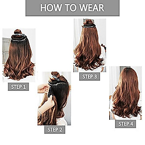 Womens 18 Clips 8pcs Full Head Hair Extensions 26 Inch Long Straight Dark Red Hairpiece