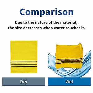 Exfoliating Bath Washcloth Yellow 5pcs, Korean Asian Exfoliating Mitt, Shower Glove, Removing Dry Dead Skin Cells, Cleaning Pores, Reusable, K-Beauty Body Care Item