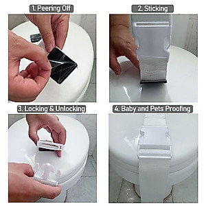 Toilet Locks Baby Proof Child Toddlers, [2 Packs] Sturdy Safety Toilet Lid Seat Proofer Lock for Kids Pets Dog, Easy Installation and Fit Most Toilets Bathroom (White)