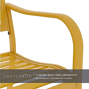 Grand patio Outdoor Bench, Garden Benches with Anti-Rust Metal Powder Coated Frame, Patio Bench for Front Porch Park Outside Furniture Decor, Sunflower Yellow