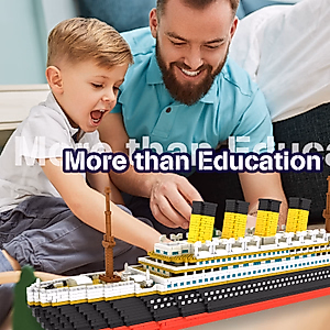 Sumkurt Titanic Building Blocks Set with LED, 3800pcs Titanic Toy Micro Building Kit, Titanic Gift Ship Model Building Bricks, DIY Educational Christmas Toys Gift