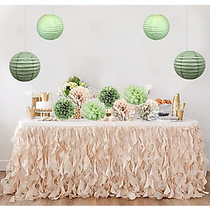 Sage Green hanging Party Decorations for Baby Bridal Shower Boho Wedding Birthday Supplies in Wall Decor with Tissue pom poms and Lanterns (Boho green)