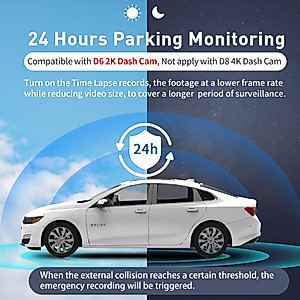 KAWA Dash Cam Hardwire Kit, Copatible with D6 Dash Cam, Micro USB 11ft Hard Wire Kit for Dash Camera, Converts 12V-24V to 5V, 24H Parking Monitor Mode, Low Voltage Protection(Not Compatible with D8)