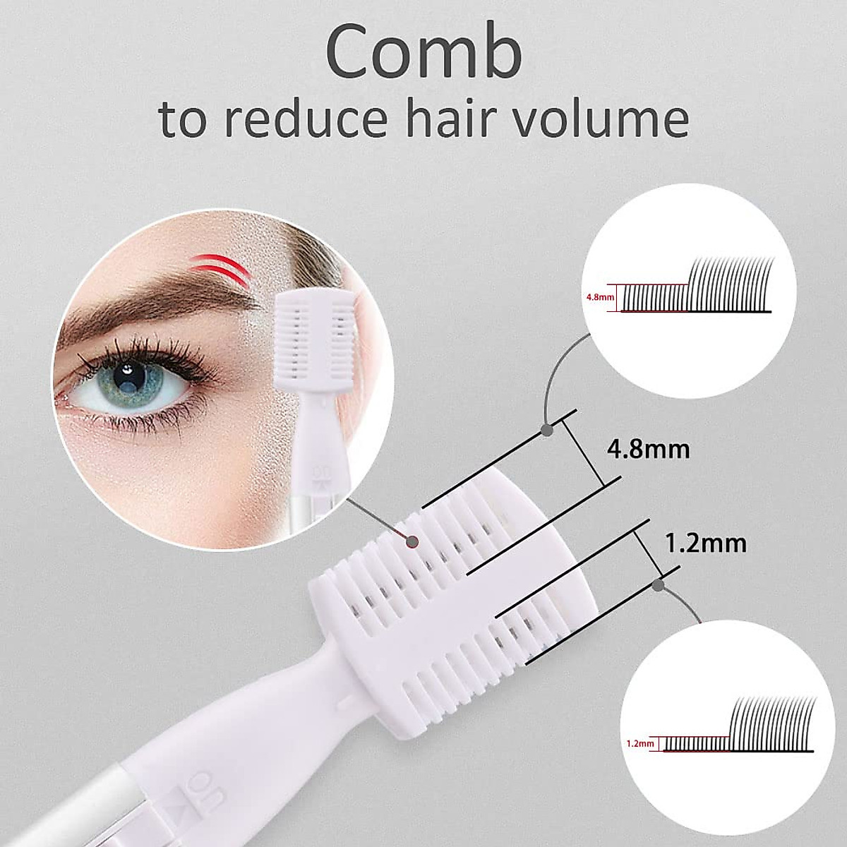 aisleek Eyebrow Trimmer, Facial Hair Trimmer Precision Detailer with Rinseable Blade, Battery Powered Double-Sided Eyebrow Razor with Comb, Compact Pen-Size Safe Painless Shaver for Chin Peach-Fuzz