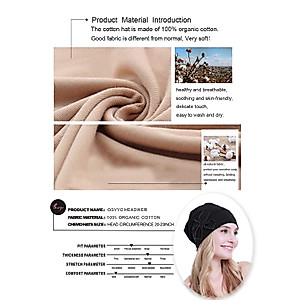 osvyo Cotton Chemo Turbans headwear Beanie Hat Cap for Women Cancer Patient Hairloss BLACK