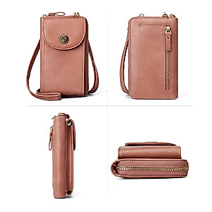 BROMEN Small Crossbody Bags For Women Leather Cellphone Purse Designer Zipper Wallets Fashion Shoulder Bag Pink