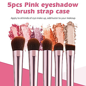 Upgrade 5pcs Eye Makeup Brushes Set, Portable Travel Eyeshadow Brush, Eyebrow Nose Eyeliner Blending Eye shadow Make up Brush(pink).