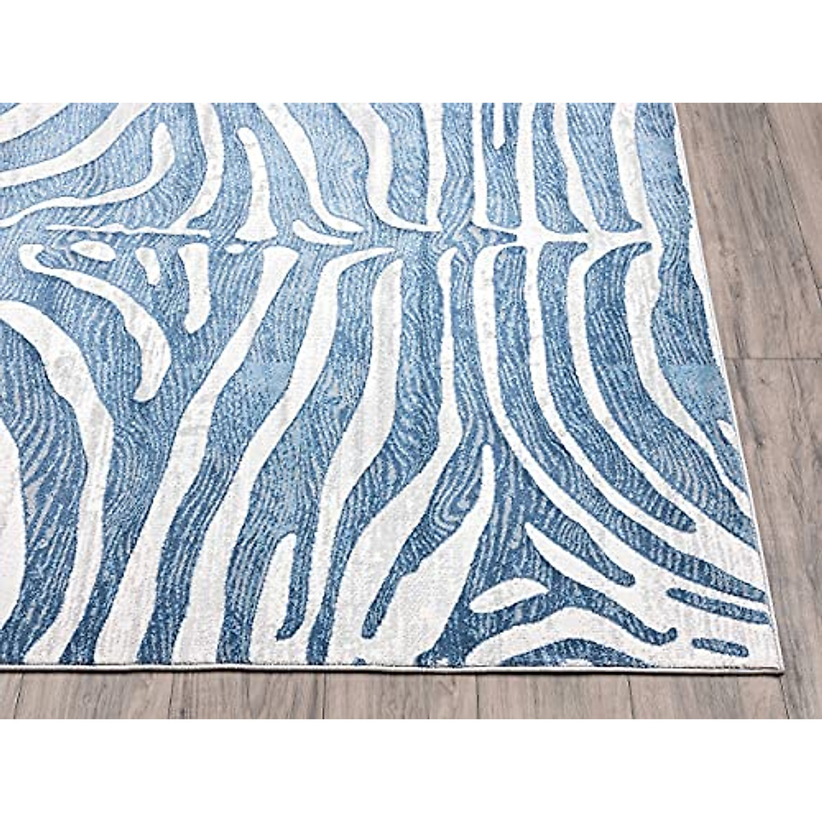 Abani Nova NOV170A Blue Grey Zebra Print Area Rug 6' x 9'