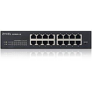 ZYXEL 16-Port Gigabit Ethernet Smart Switch (GS1900-16) - Managed, Rackmount, Limited Lifetime Protection