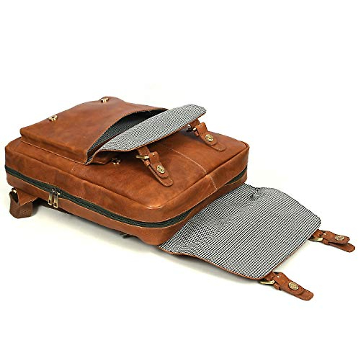 Genuine Leather Chef Knife Bag Retro Backpack | 20+ Slots for Knives and Chef Tools | Hidden Back Pocket for Tablet | Sturdy Knife Bags For Chefs & Culinary Students | Light Brown