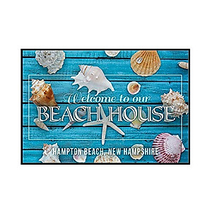 Hampton Beach, New Hampshire, Welcome to Our Beach House, Seashells (36x24 Framed Gallery Wrapped Stretched Canvas)