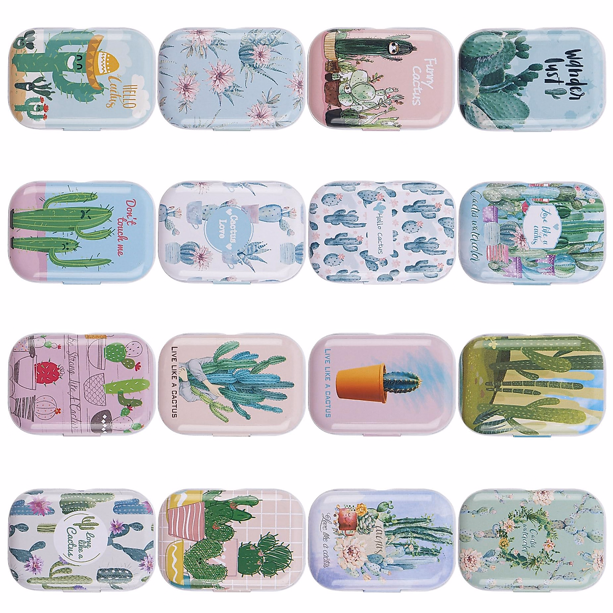 Framendino, 5 Pack Mini Trinket Coin Box Cactus Tin Containers with Lid for Jewelry Storage Case (Random Color)