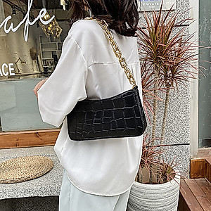 VODIU Classic Clutch Purse Shoulder Handbag Trendy Crocodile Chain Bag Underarm Bags with Zipper for Women