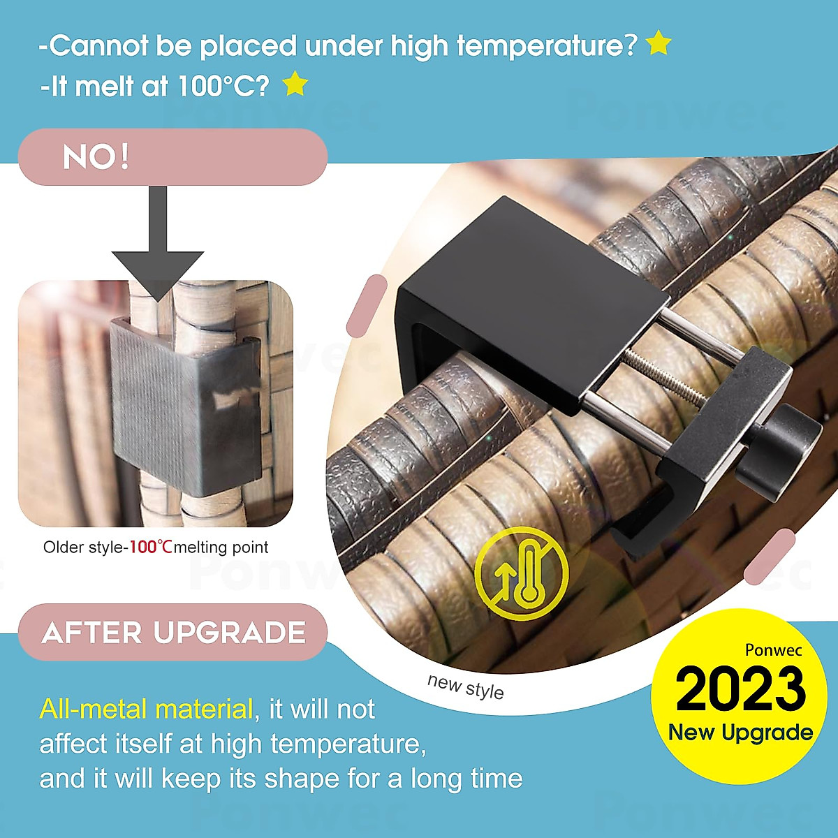 Ponwec Adjustable Outdoor Patio Wicker Furniture Clips,Aluminum Alloy Sectional Clips to Hold in Place,Wicker Sectional Furniture Clip for All Tube Length 1-2.5 inches Patio Sectionals,5 PCS