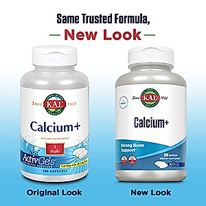 KAL Calcium+ ActivGels 1000mg | Calcium, Magnesium, Zinc and Vitamin D-3 | Formulated to Help Support Healthy Teeth & Bones | Soy Free | 100 Softgels