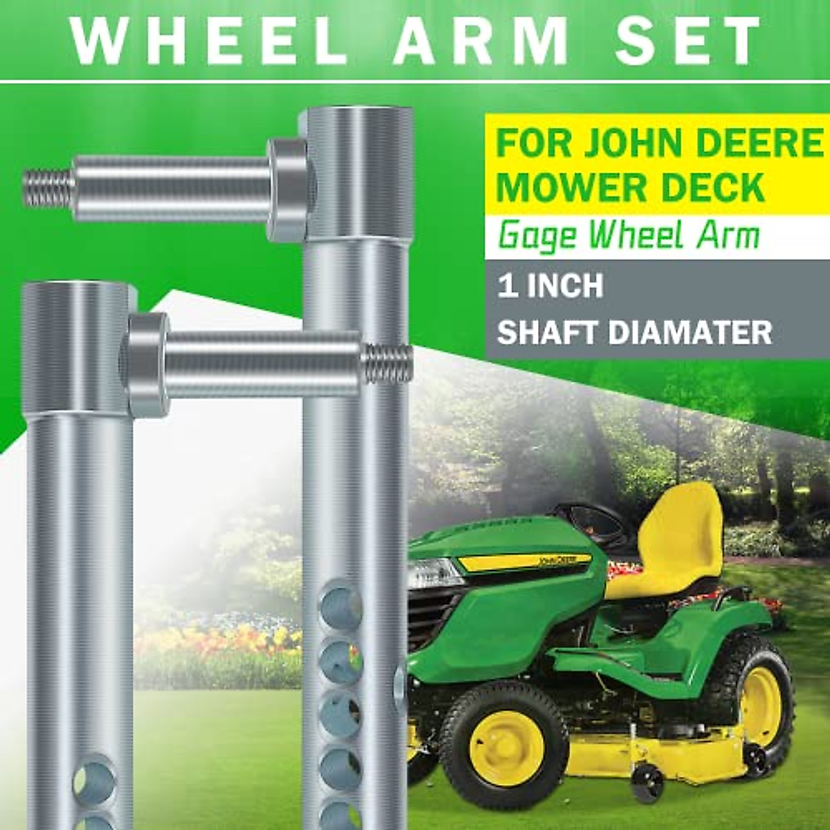 Yoursme AM131288 AM131289 Front and Rear Mower Deck Gage Wheel Arm for John Deere Mower Decks 48C 54C and 62C Diameter 1”