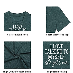 Graphic T-Shirts for Women Cute Simple Sayings Funny Sarcastic Graphic Letter Print Shirts Athletic Short Sleeve Tee-XL (Green)