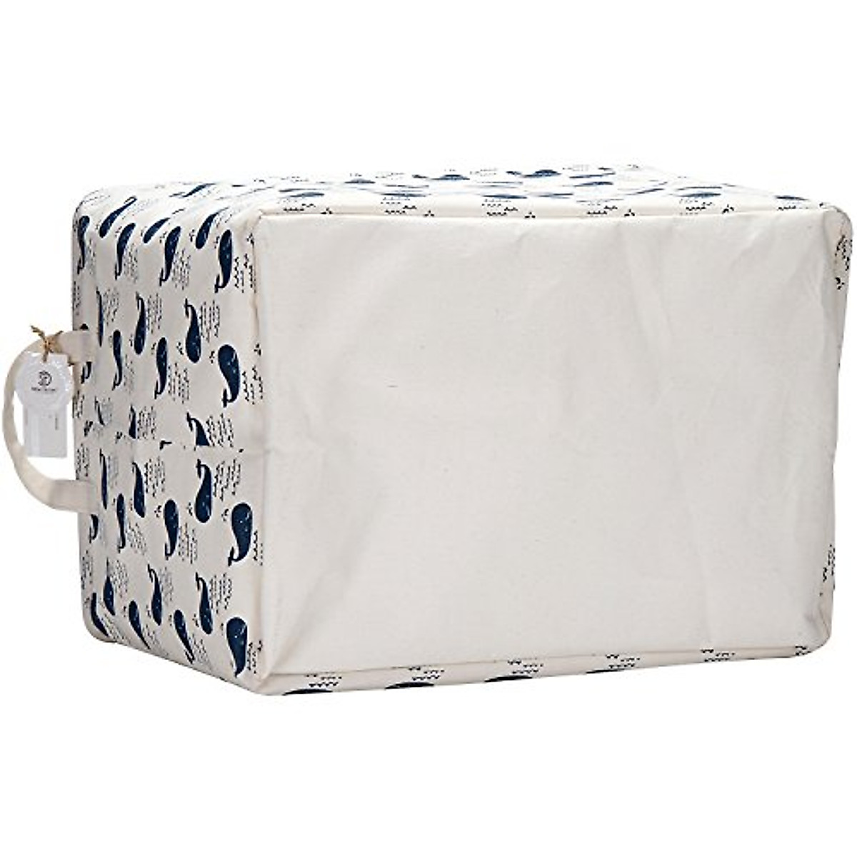 Sea Team 16.5" x 11.8" x 9.8" Square Natural Linen & Cotton Fabric Storage Bins Shelves Storage Baskets Organizers for Nursery & Kid's Room (Whale)