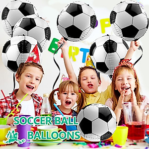 12 Pack 4D Soccer Ball Balloons 22 Inch Soccer Foil Balloons Soccer Helium Balloons for Soccer Birthday Themed World Cup Party Decorations
