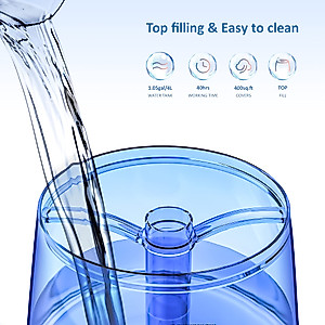 Hincoo Cool Mist Humidifiers for Large Room (4L), Top Fill Ultrasonic Humidifiers for Bedroom Quiet with Essential Oil Diffuser, Plant Humidifiers with Featured Extension Tube, Auto-Shut Off