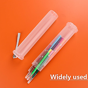 SHUESS 4 Pcs Extendable Plastic Paint Brush Case Clear Paint Brush Holder Long Brushes Tube Storage Pencil Watercolor Pen Container Drawing Tools Makeup Brush