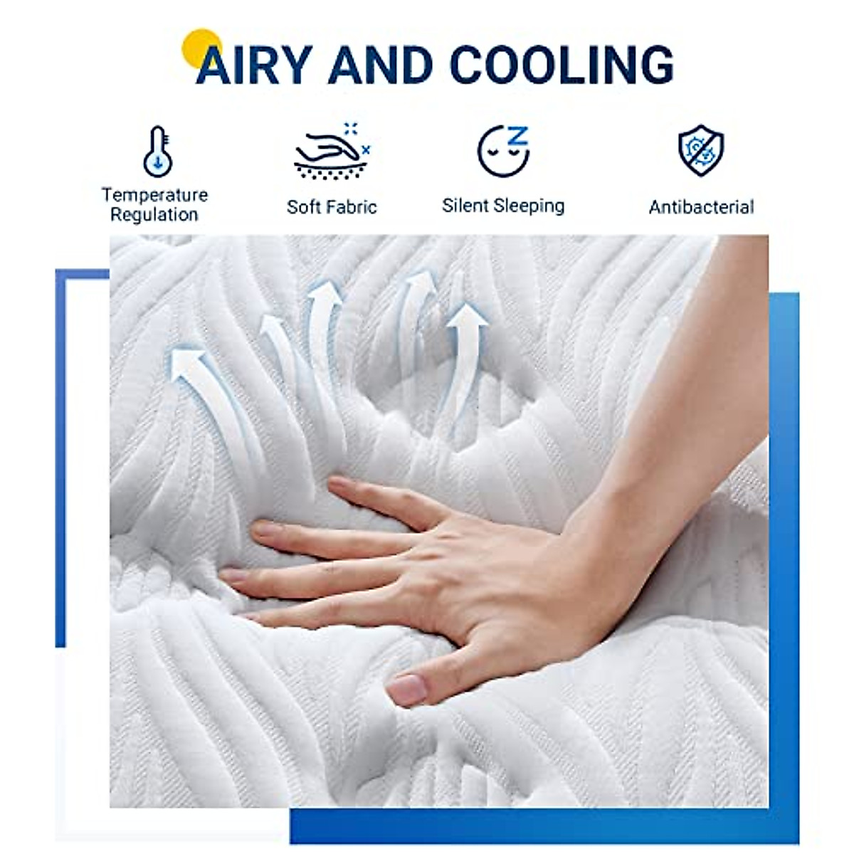 Avenco King Mattress, Medium Firm Hybrid Mattress King, 10in King Mattresses in a Box with Gel-Infused Memory Foam and Pocketed Springs, Motion Isoaltion, Breathable Knit Fabric, Strong Edge Support