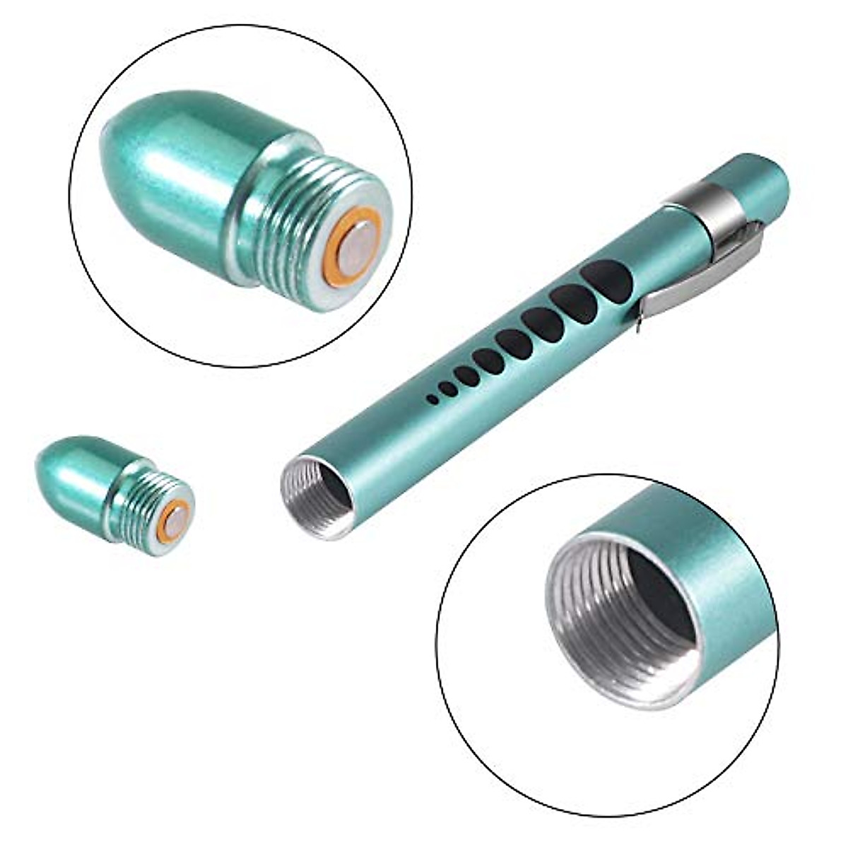 ALMOCN 2 Pack Pen Light,Nurse Medical Reusable LED Penlight White Light with Pupil Gauge and Ruler,Teal and Purple