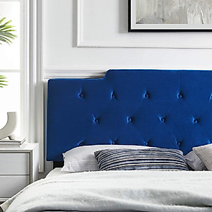 Modway MOD-6185-NAV Juliet Tufted Full/Queen Performance Velvet Headboard, Navy