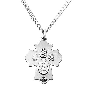 Rosemarie Collections Small Religious Four Way Cross Pendant Necklace 18"