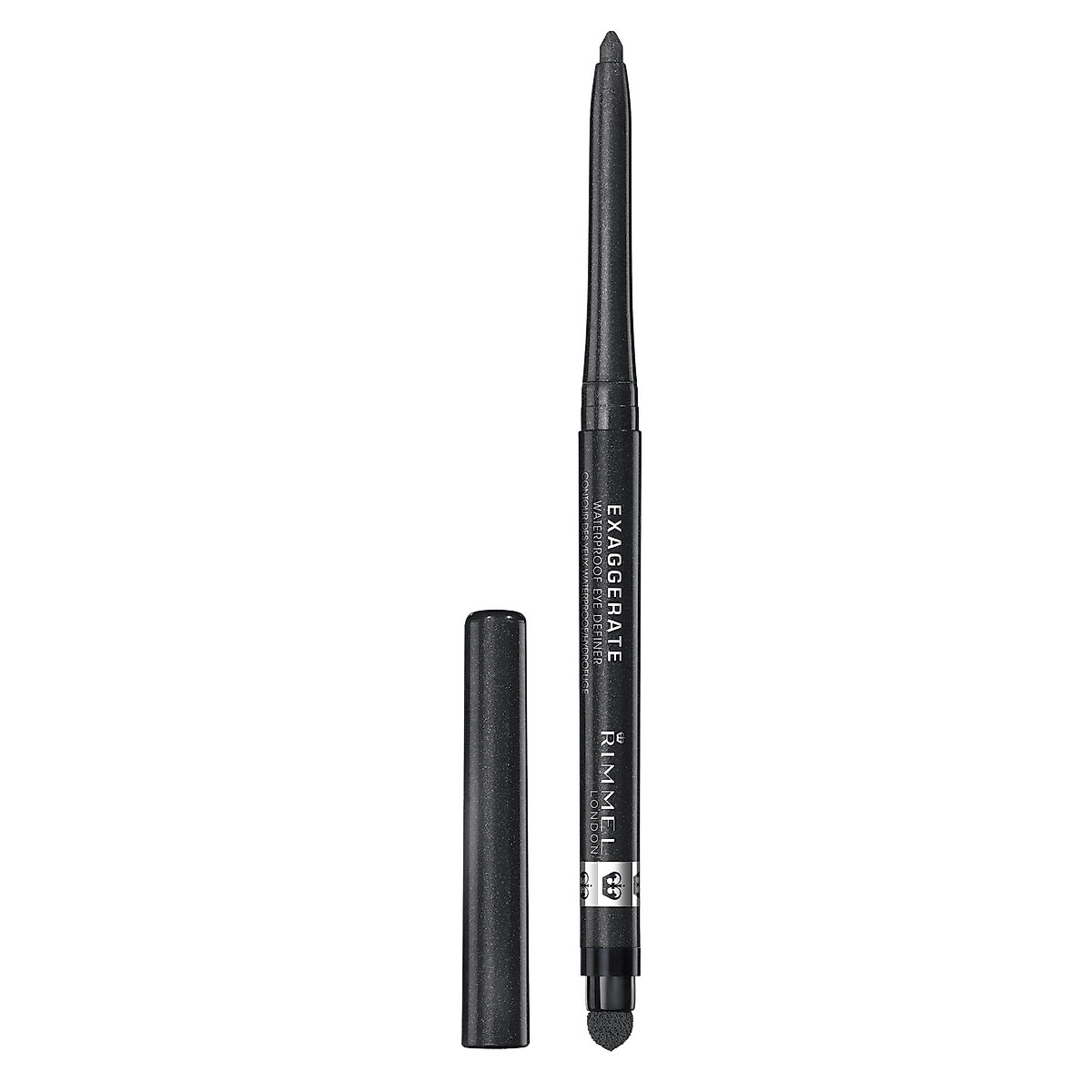 Rimmel London Exaggerate Waterproof Eye Definer Eyeliner, Highly Pigmented, Long-Wearing, Built-In Smudger, 263, Starlit Black, 0.01oz