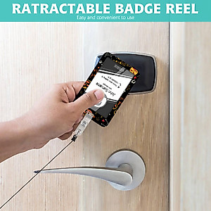 Oalushf ID Badge Holder with Lanyard, ID Badge Holders Retractable with Heavy Duty Reel, Detachable Lanyards for ID Badges for Women Men Nurse Doctor Teacher Student Office Gifts, Pumpkin