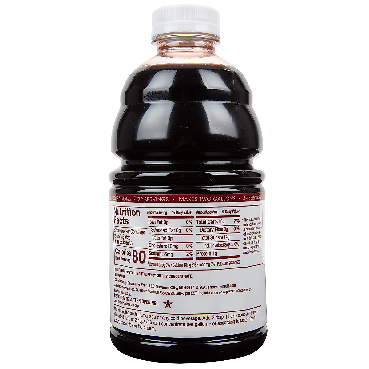 Cherry Bay Orchards Tart Cherry Concentrate - Natural Juice to Promote Healthy Sleep, 32oz Bottle