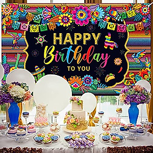7 * 5ft Mexican Fiesta Themed Happy Birthday Backdrop Mexico Cinco De Mayo Party Decorations Fiesta Banner Carnival Supplies Photo Booth Background