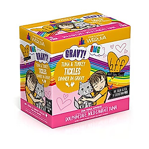 Weruva B.F.F. OMG - Best Feline Friend Oh My Gravy!, Tuna & Turkey Tickles with Tuna & Turkey in Gravy Cat Food, 3oz Pouch (Pack of 12)