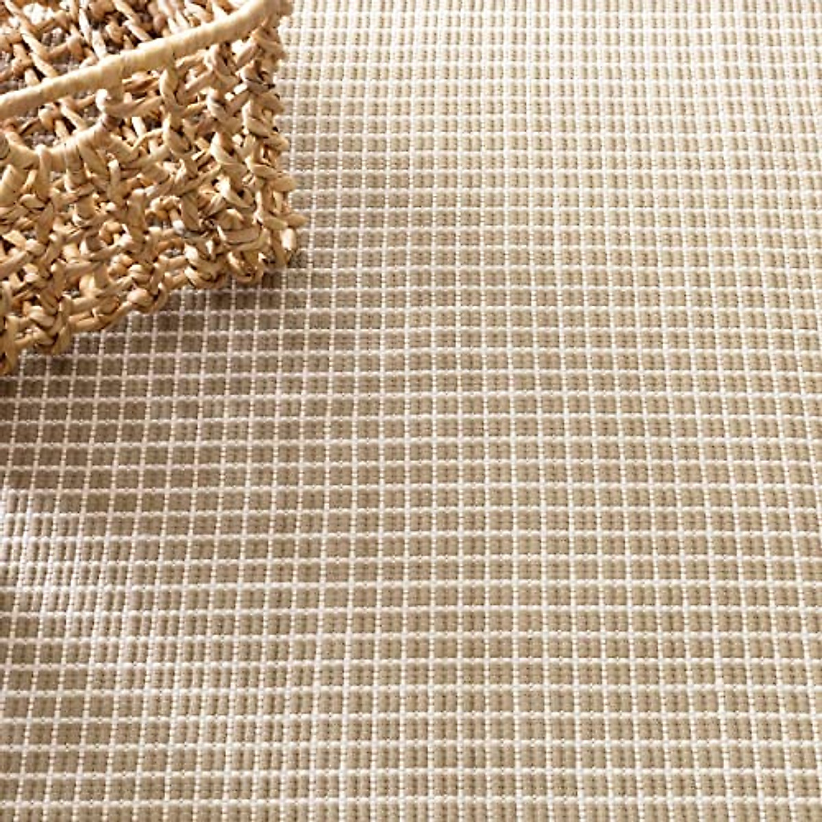 Dash and Albert Gridiron Indoor/Outdoor Area Rug - 8' x 10' Wheat Checkerboard Handwoven Accent Rug - Durable, Fade Resistant, High Traffic Friendly