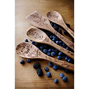 Talisman Designs Laser Etched Beechwood Corner Nature Design | Cooking & Serving Spoon, Decorative Wooden Utensils