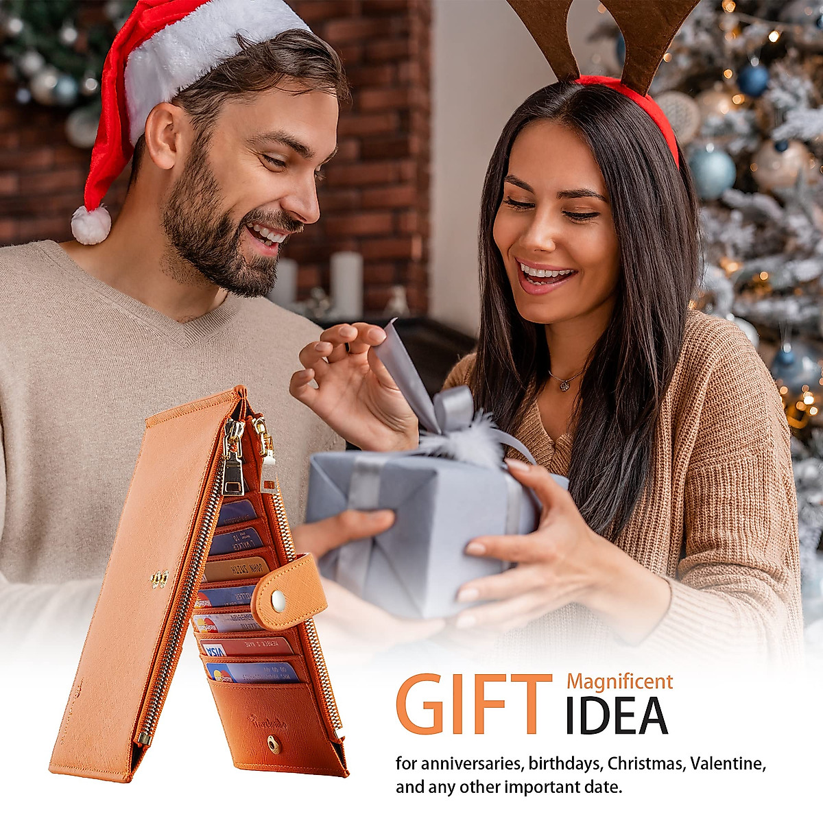 Travelambo RFID Wallet Women Large Size Bifold Multi Card Wallet Case with Zipper Pocke Credit Card Holder for Women