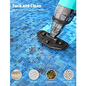 Efurden Handheld Pool Vacuum, Rechargeable Pool Cleaner with Running Time up to 60-Minutes Ideal for Above Ground Pools, Spas and Hot Tub for Sand and Debris, Green